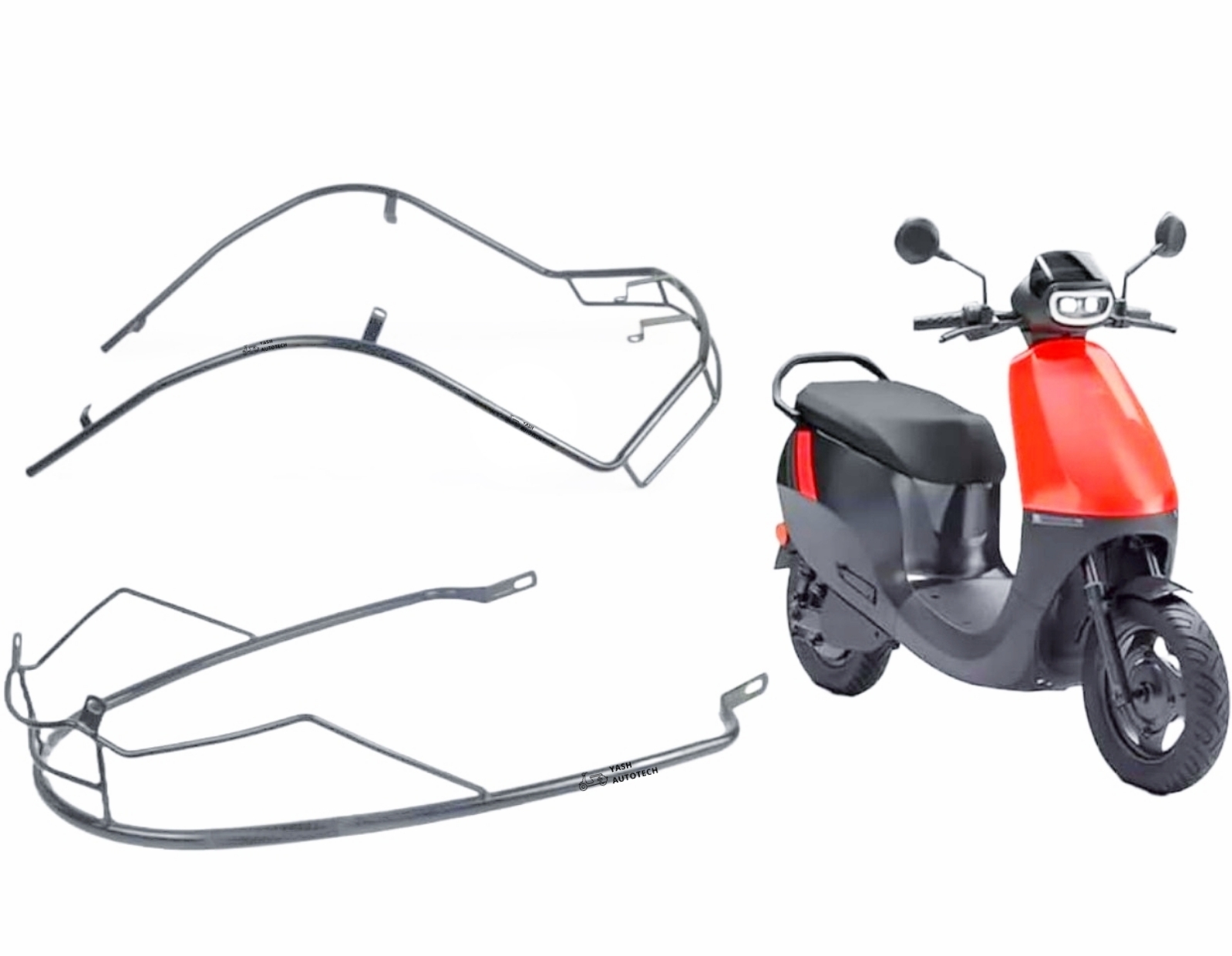 Silver Steel Front & Rear Safety Guard for Ola S1 Series - Yash ...