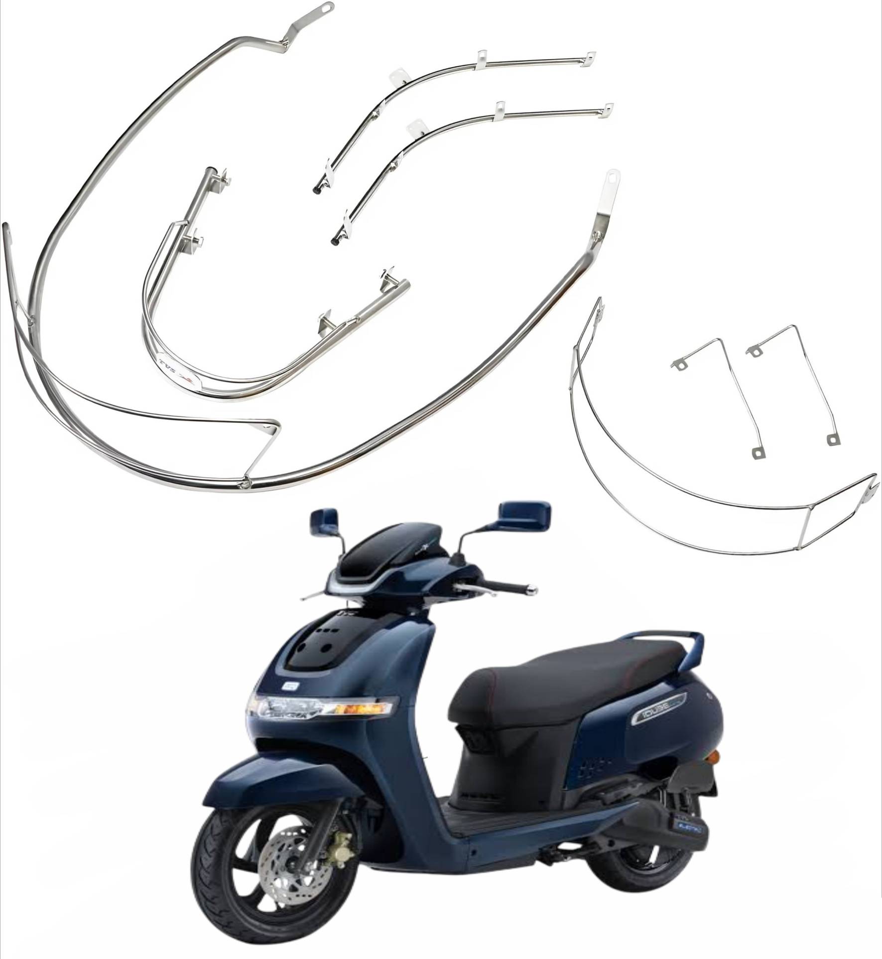 Silver Steel Safety Guard for TVS iQube S, ST - Yash Autotech - The ...
